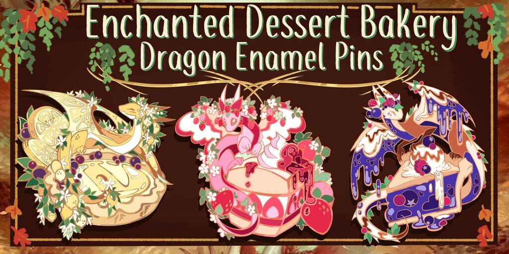 Get Ready for Enchanted Dessert Bakery - Dragon Enamel Pins